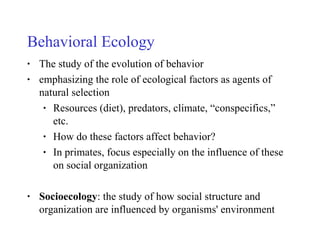 Lavc f10 lecture 10 primate ecology | PPT