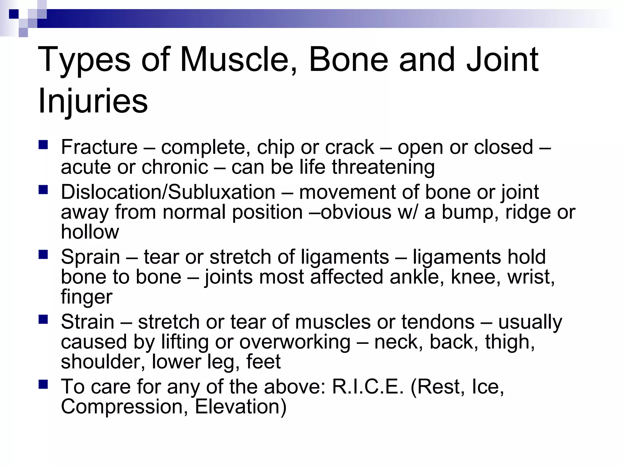 Lavc Health 12 First Aid Muscles Bones Joints Injuries Spring 2007 | PPT