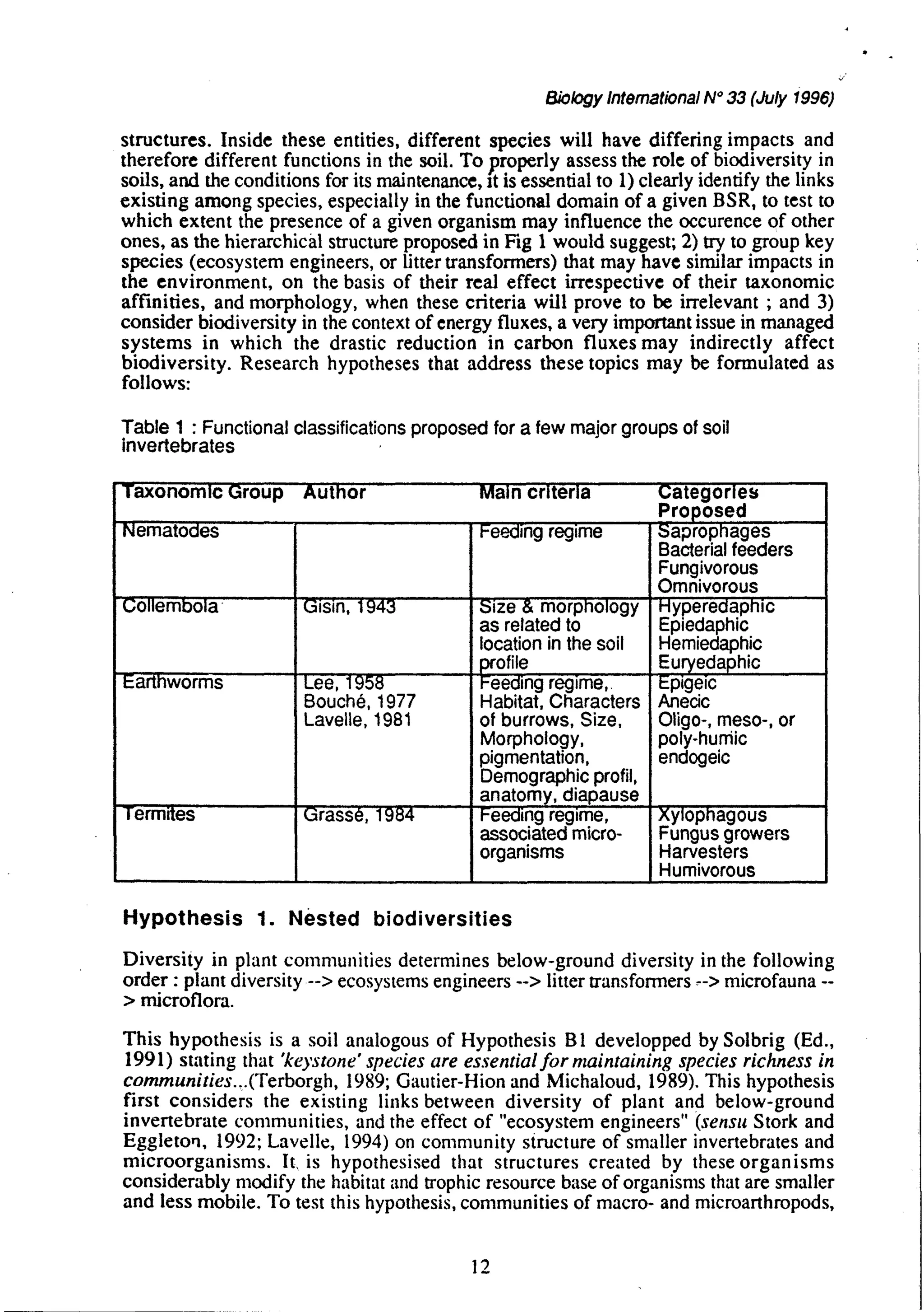 Diversity of Soil Fauna and Ecosystem Function | PDF