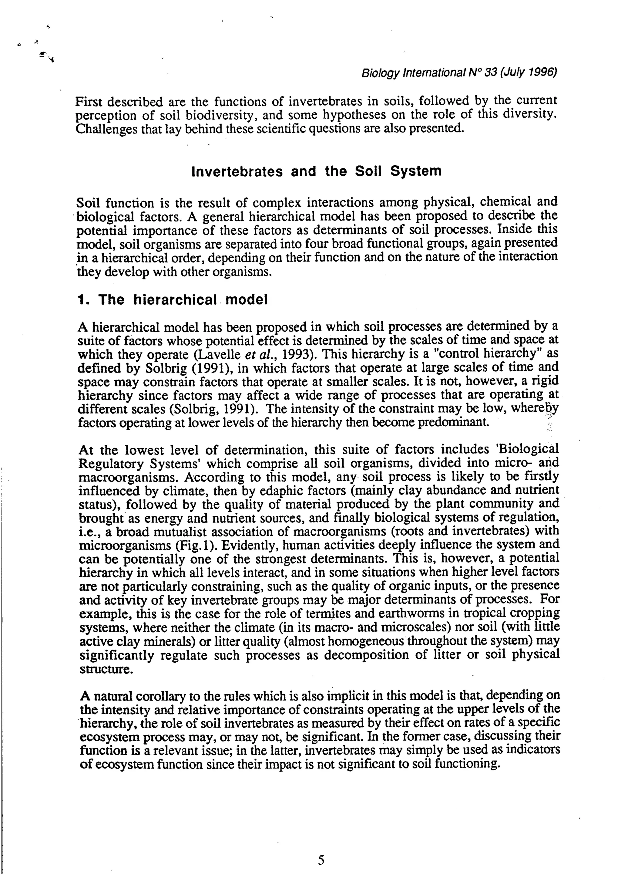 Diversity of Soil Fauna and Ecosystem Function | PDF