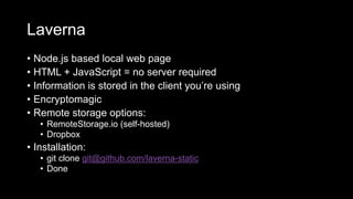 Laverna vs etherpad | PPTX | Web Development | Internet