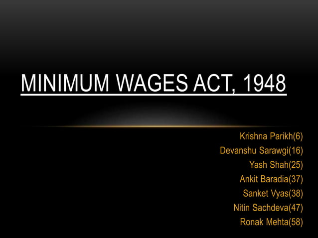 minimum wages act 1948 | PPT