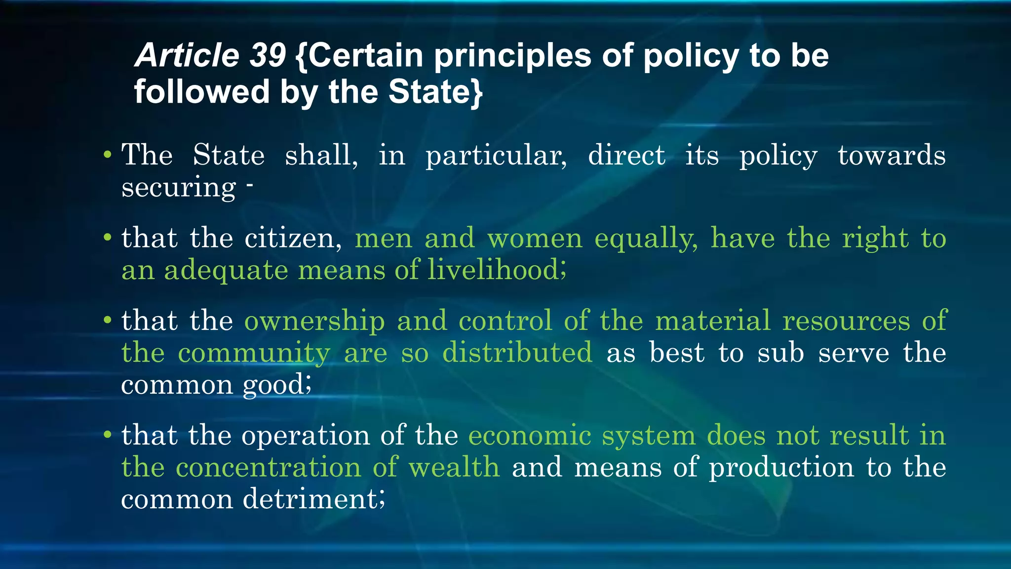 DIRECTIVE PRINCIPLES OF STATE POLICY ( IN DETAIL ) | PPTX