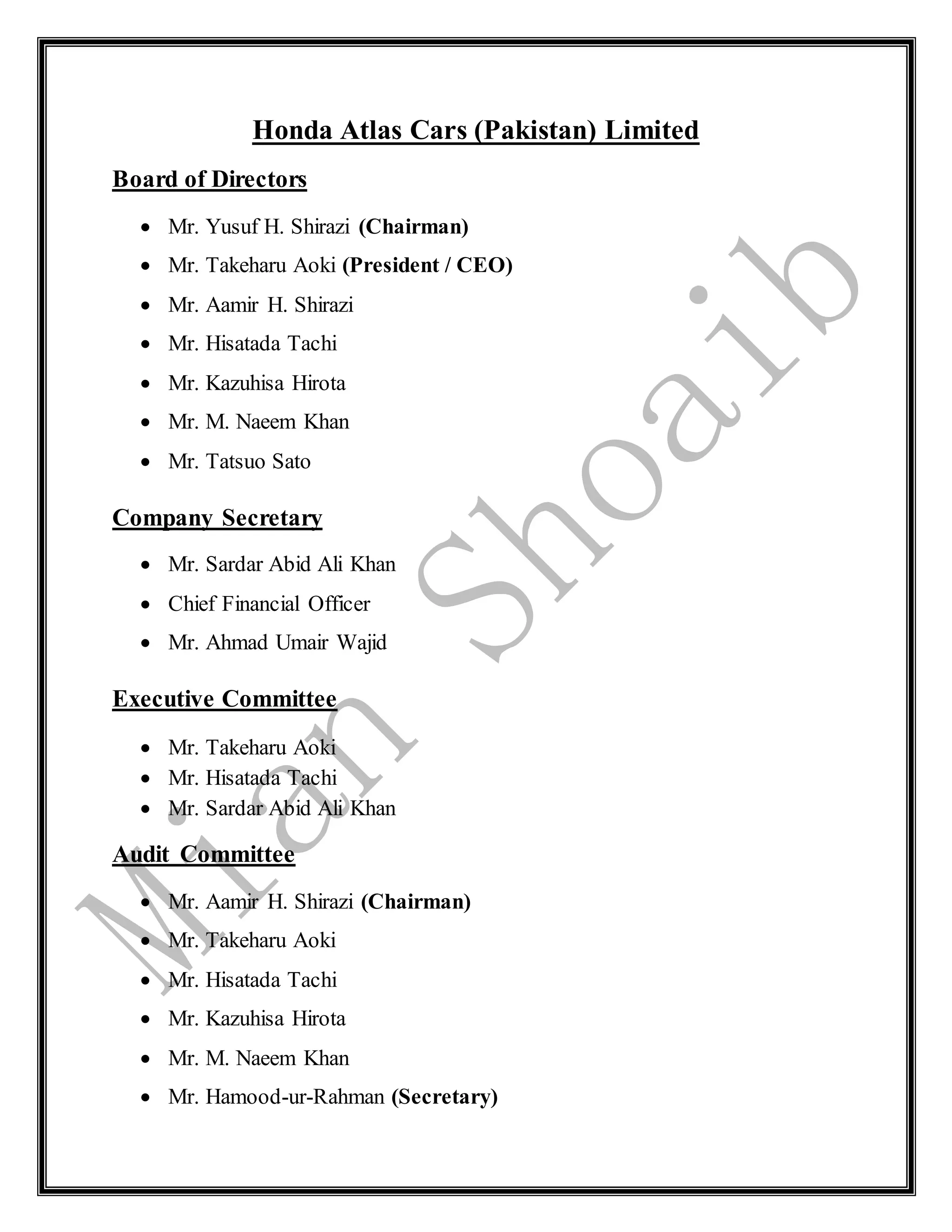 Honda Company Details | DOCX