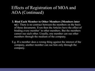 Memorandum of association and Articles of association and partnership ...