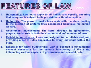 LAW: meaning, evolution,features,classification | PPTX