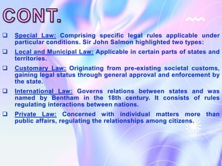 LAW: meaning, evolution,features,classification | PPTX