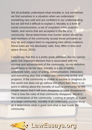 Law and Morality Essay Sample | PDF