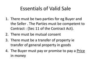 Law sale of goods act | PPTX | Real Estate Buying and Selling | Real Estate