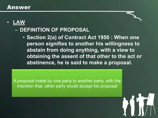 Contract Law - Question given by lecturer and my answer. | PPTX