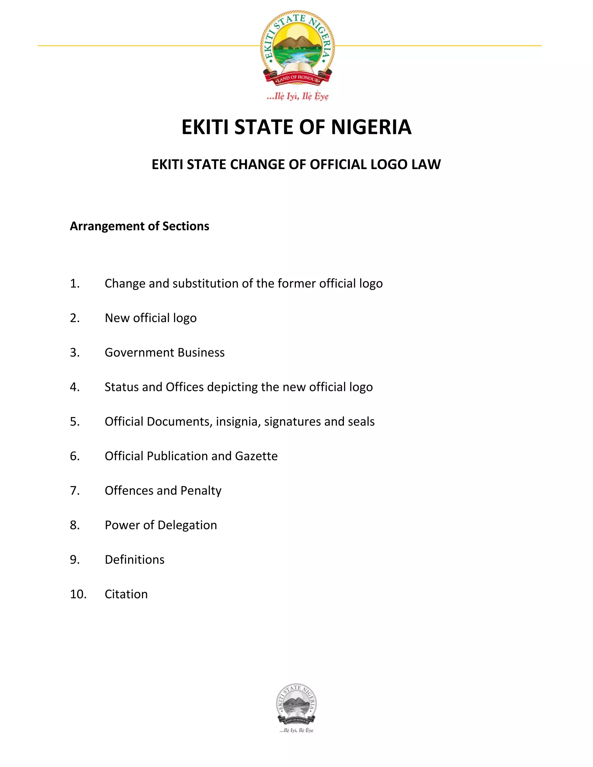 CHANGE OF OFFICIAL LOGO LAW | PDF