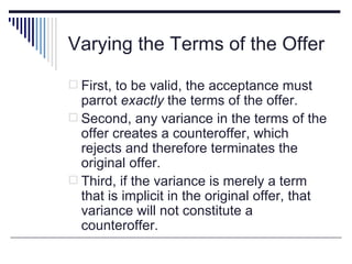 Law 206 Ch. 3 - Acceptance | PPT