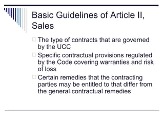 Law 206 Ch. 8 - The Uniform Commercial Code | PPT