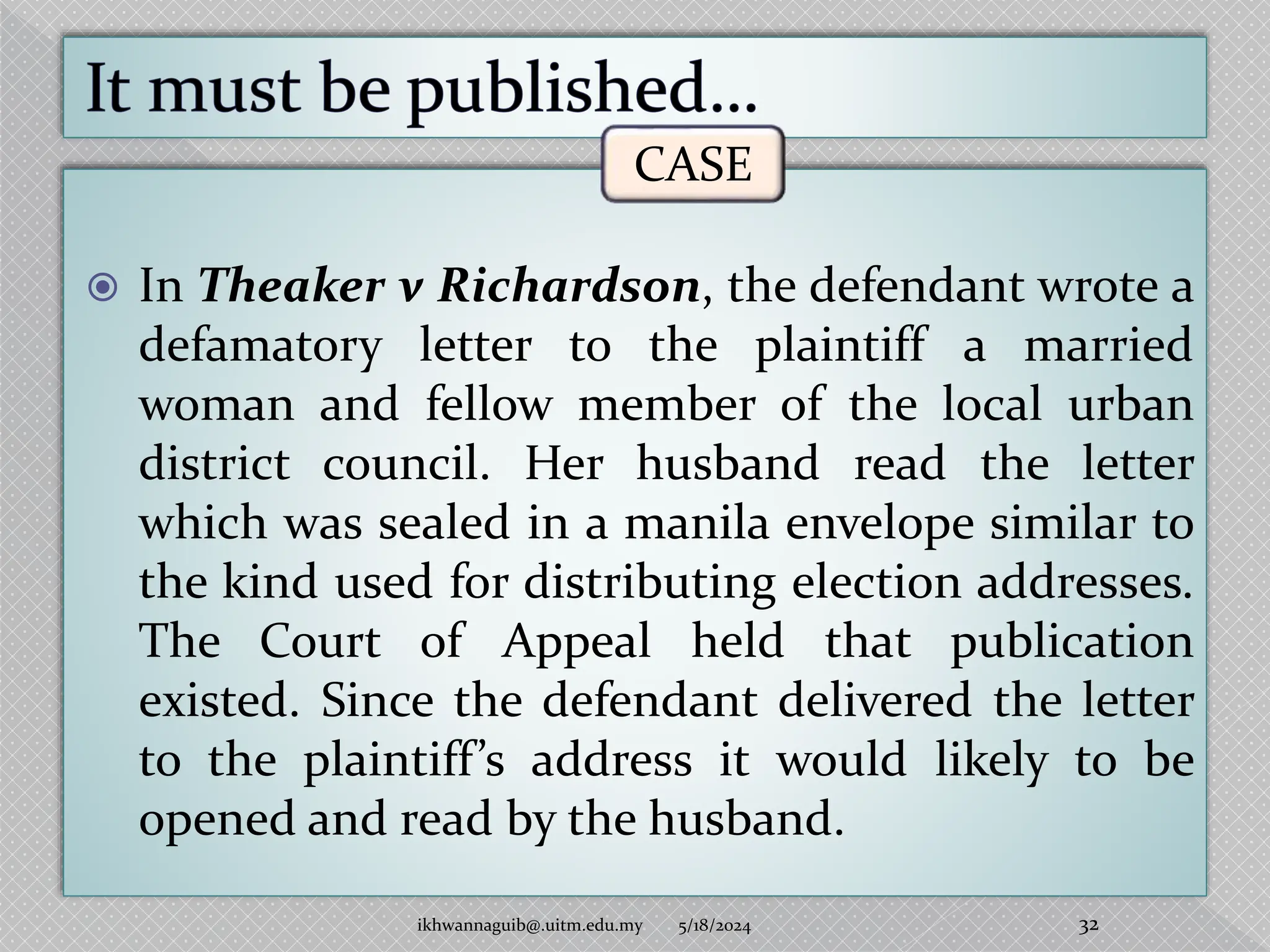 LAW245 Defamation powerpoint notes for uitm students | PPTX