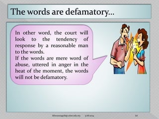 LAW245 Defamation powerpoint notes for uitm students | PPTX