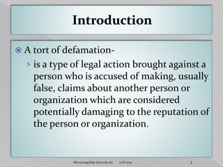 LAW245 Defamation powerpoint notes for uitm students | PPTX