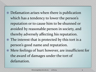LAW245 Defamation powerpoint notes for uitm students | PPTX