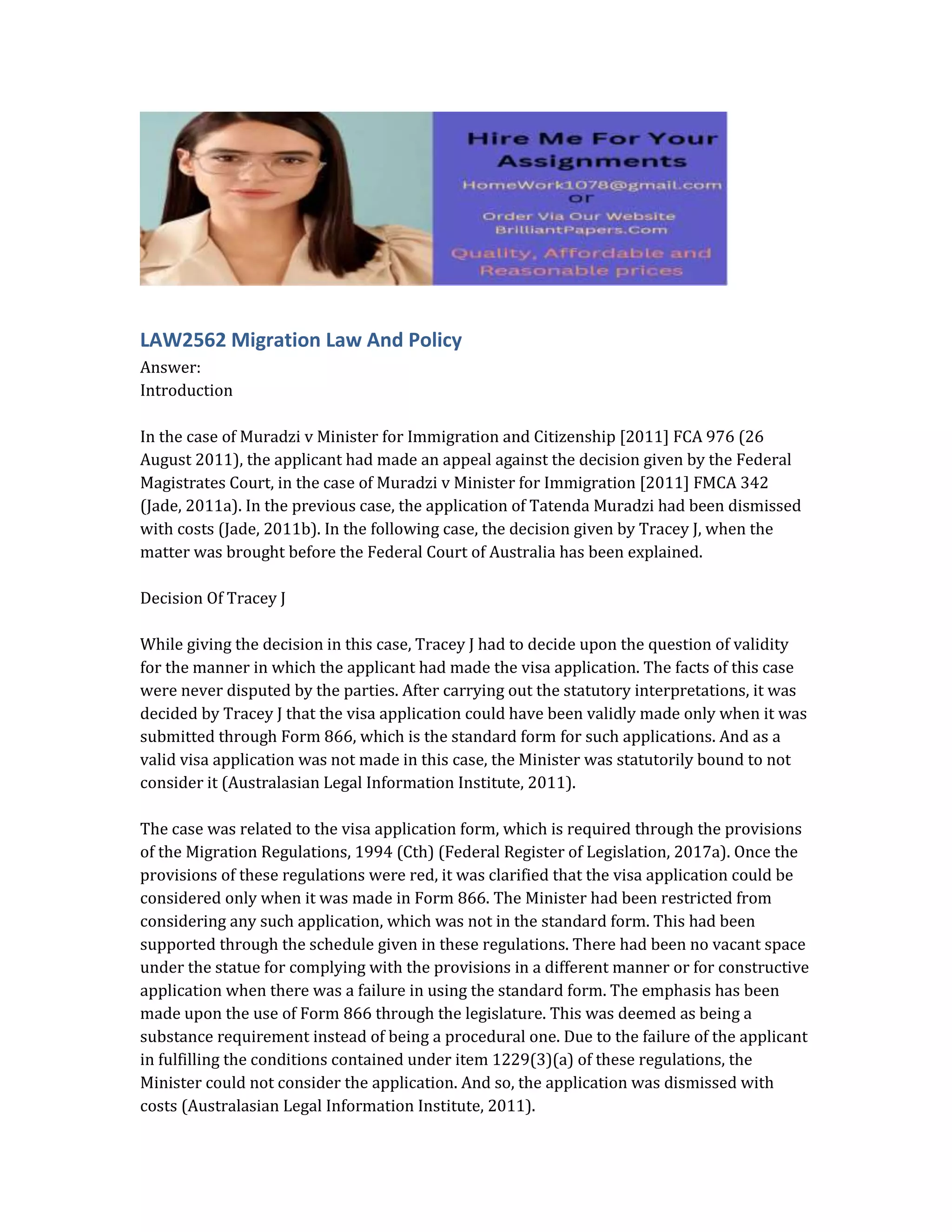 LAW2562 Migration Law And Policy.docx