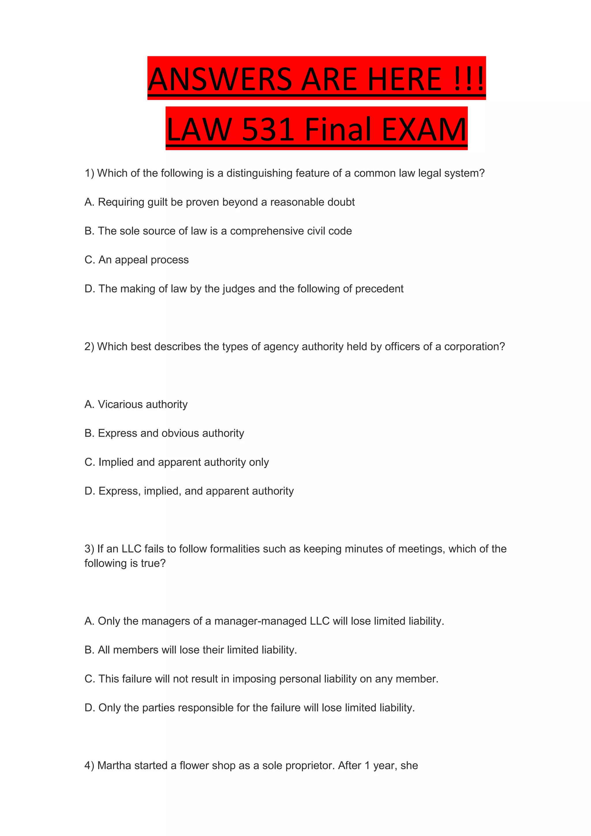 Law 531 final exam | PDF