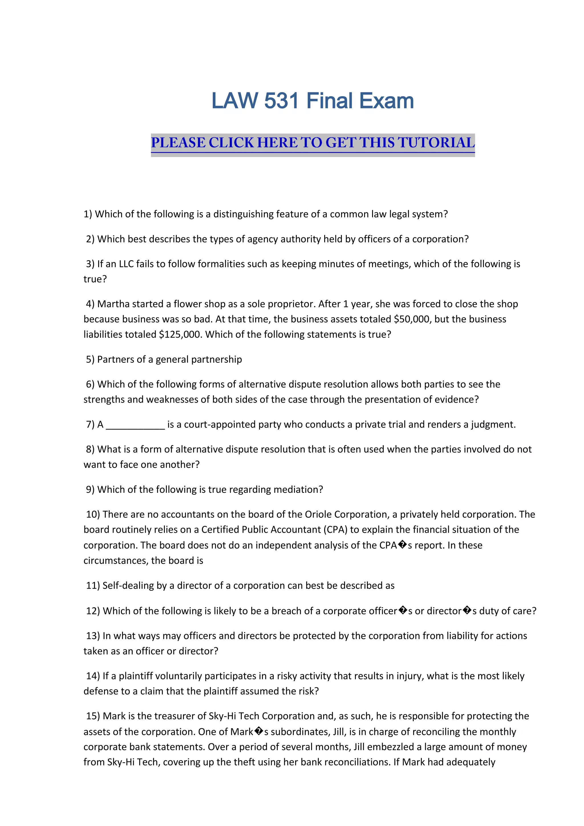 Law 531 final exam | DOCX