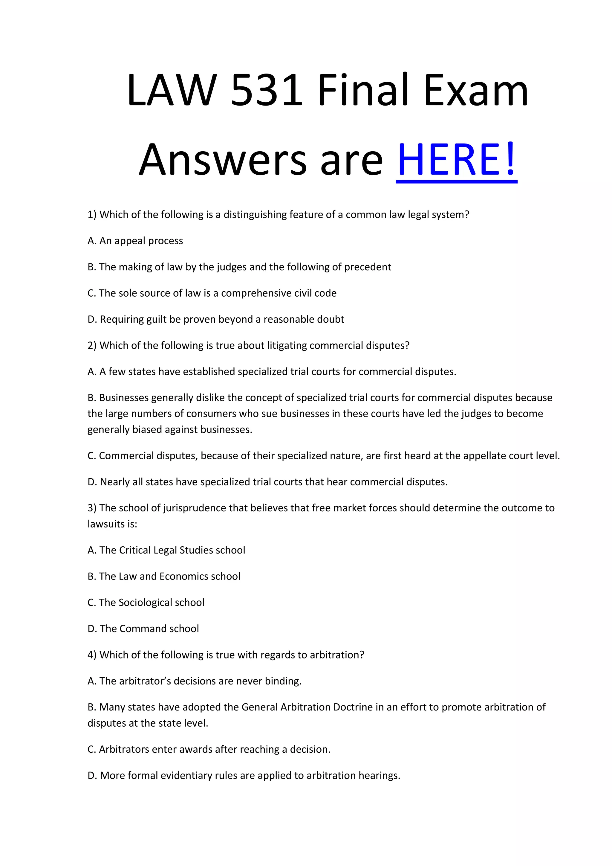 Law 531 final exam answers are here | DOCX