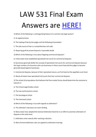 Law 531 final exam answers are here | DOCX