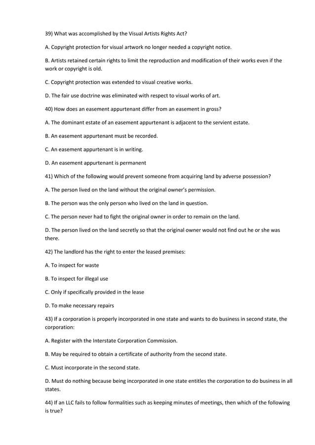 Law 531 final exam answers are here | DOCX