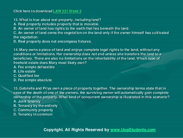 LAW 531 Week 3 Knowledge Check