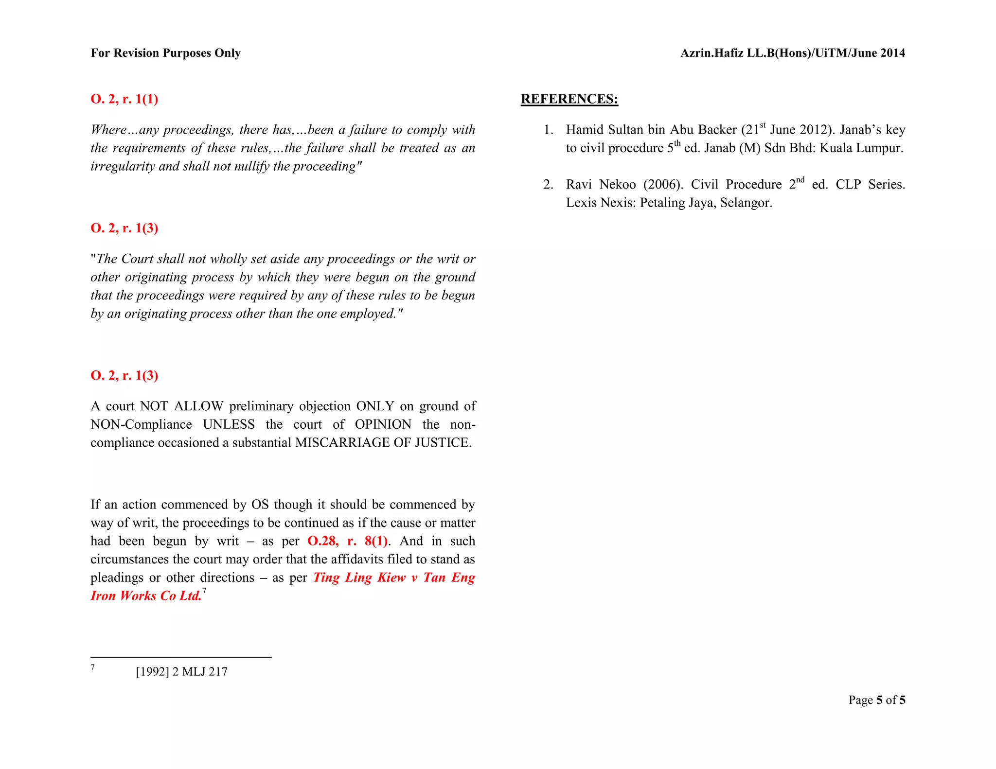 Modes of Originating Process - For Revision Purposes Only | PDF