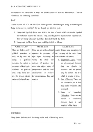 Law according to the john austin vaibhav goyal | DOCX