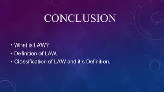 Law and classification of law | PPTX