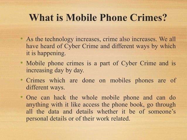 Law and Technology - Mobile Phone Crimes | PPT