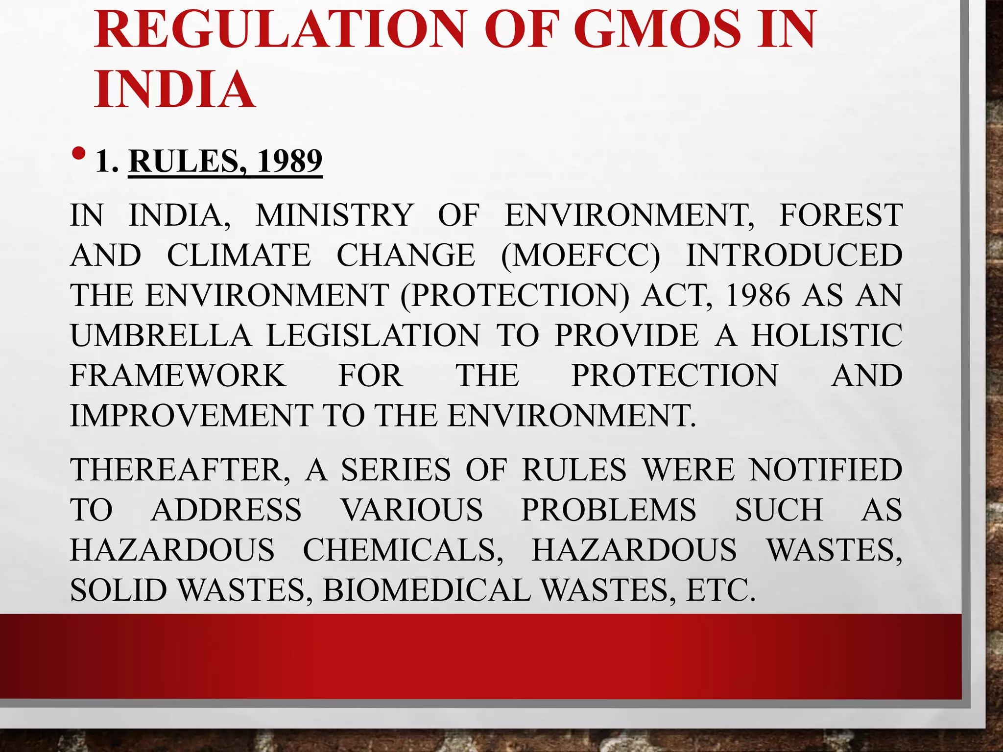 Genetic Technologies: Environment Protection Act (Law and Technology) | PPT