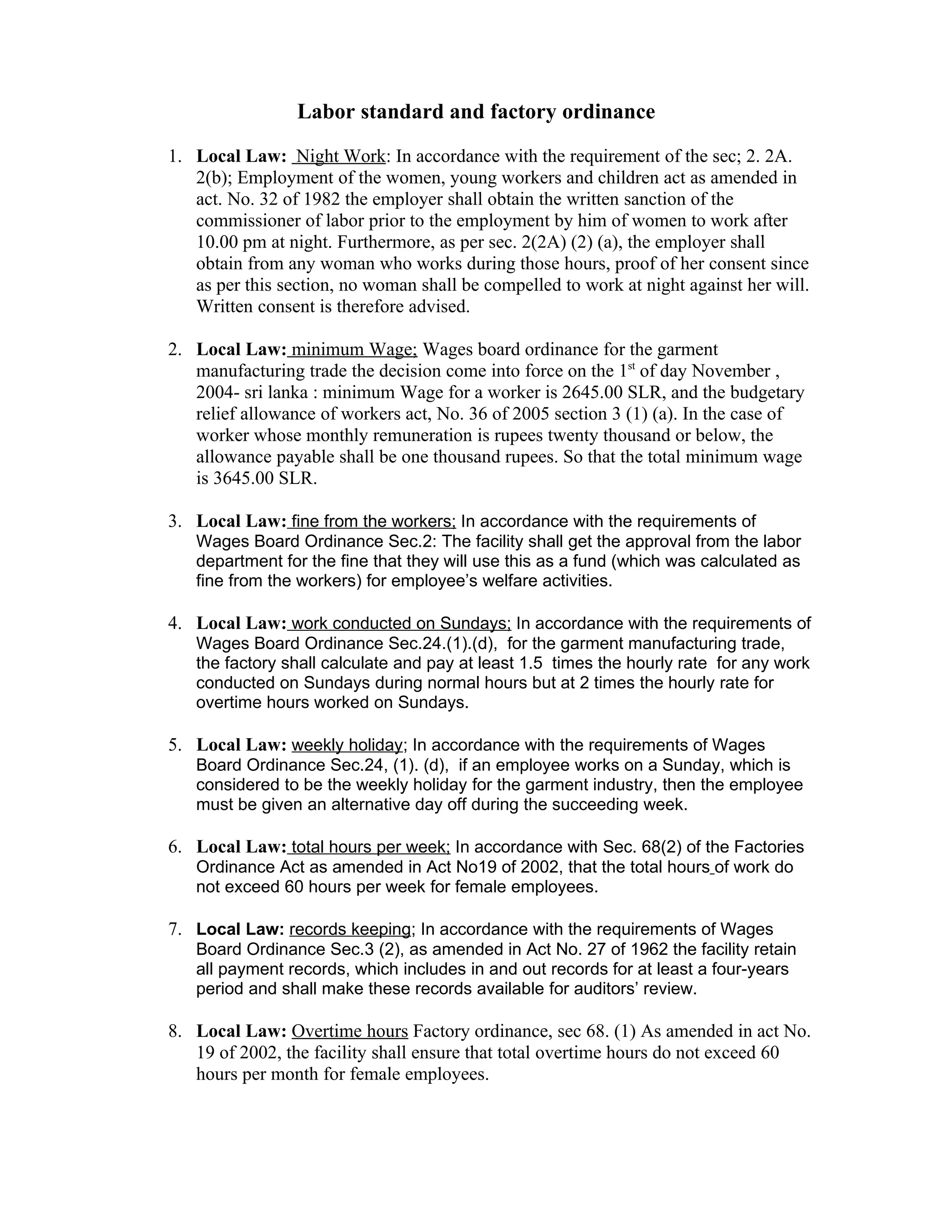 Law codes , labor standard and factory ordinance | DOC