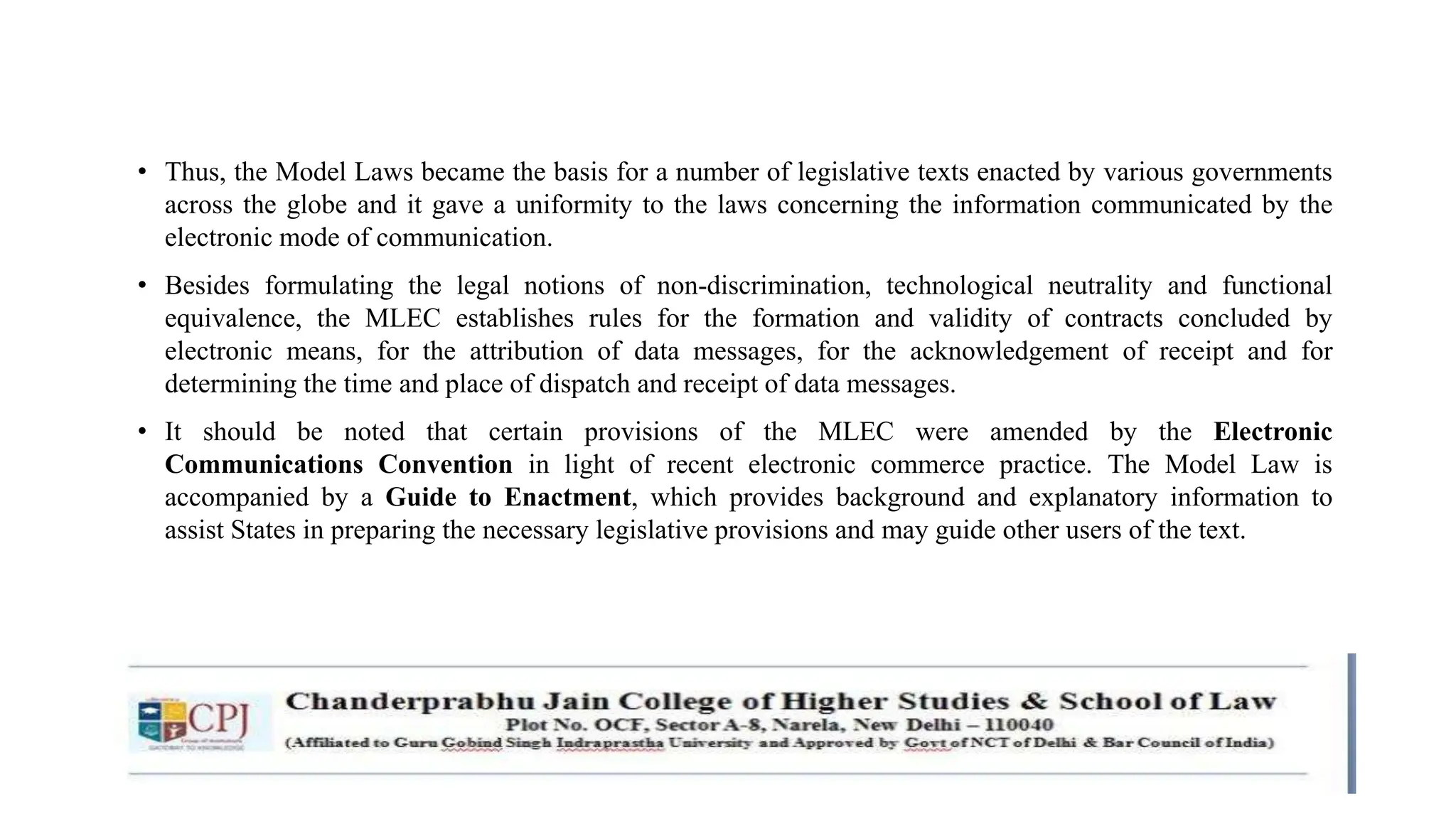 Law & Emerging Technology - The Model Law on E-Commerce (Unit 2).pptx