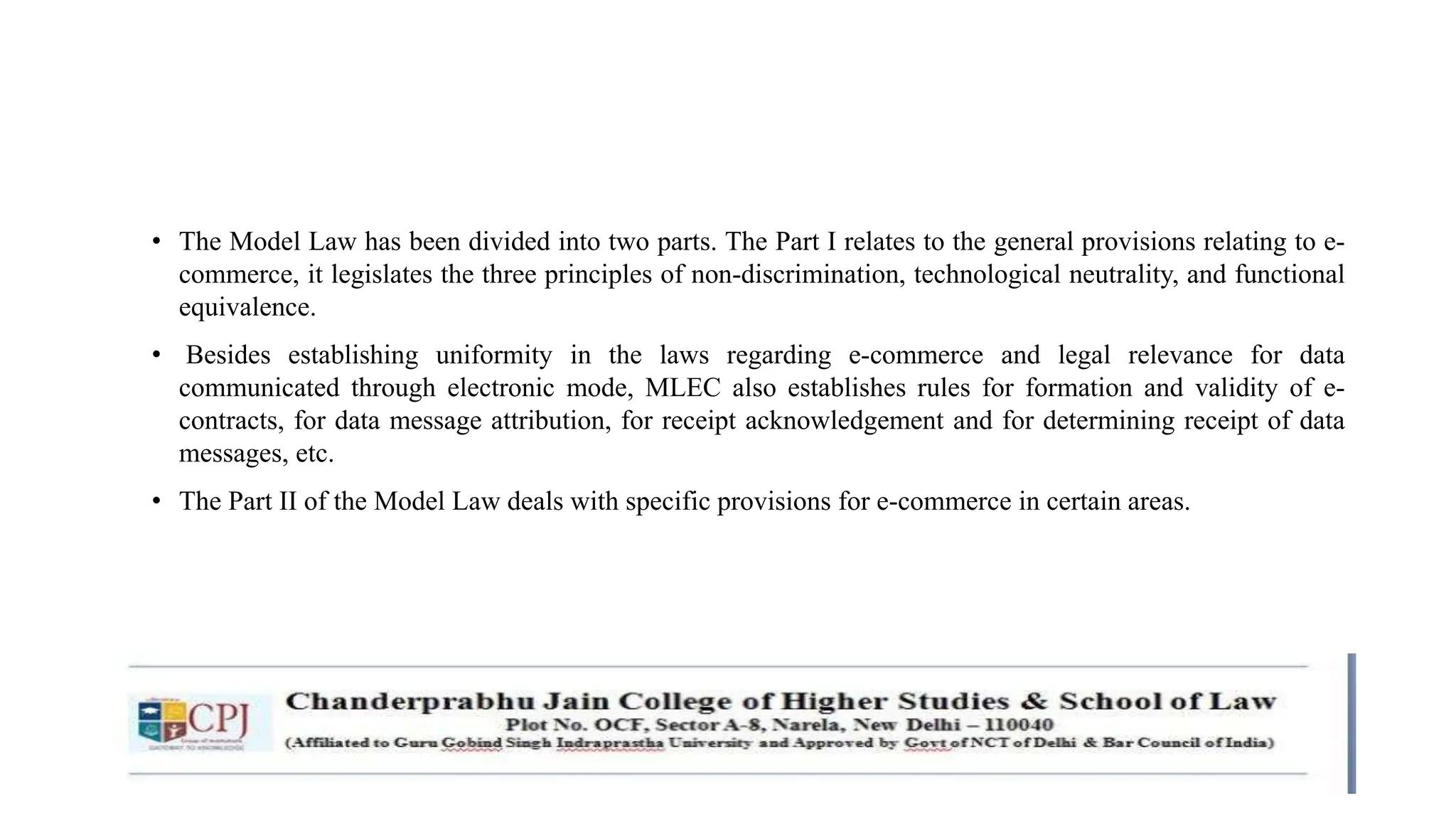 Law & Emerging Technology - The Model Law on E-Commerce (Unit 2).pptx