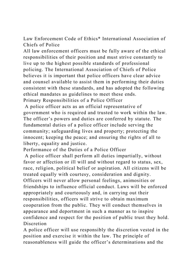 Law Enforcement Code of Ethics International Association of Chief.docx