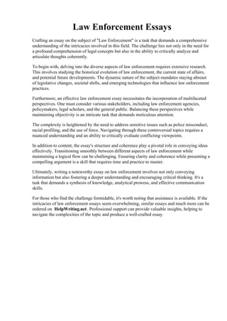 Law Enforcement Essays | PDF