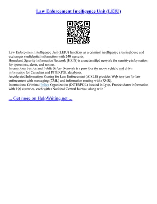 Law Enforcement Intelligence Unit (LEIU) | PDF