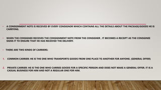 LAW OF CARRIAGE OF GOODS. | PPTX