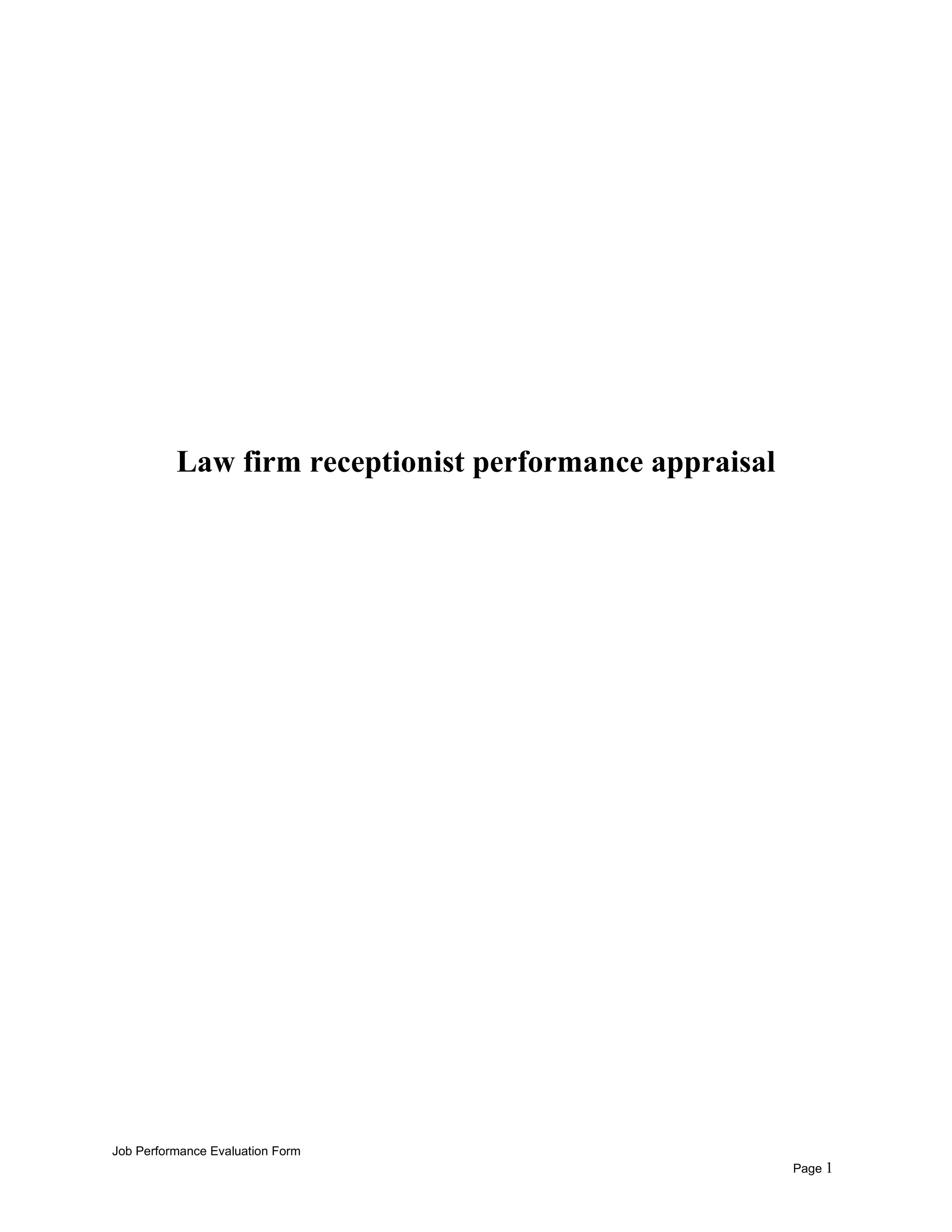Law firm receptionist performance appraisal | PDF