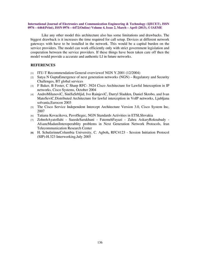 Lawful interception monitoring using distributed architecture for ngn 2 ...
