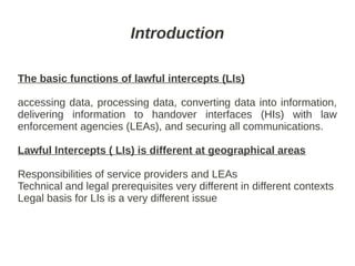 Legal and Technical Standards for Lawful Intercepts | PPT