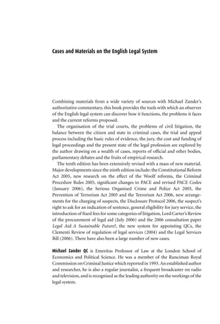 (Law in context) Michael Zander - Cases and materials on the English ...