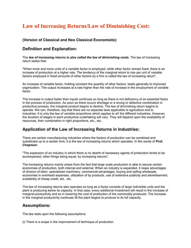 Law increasing returns | PDF