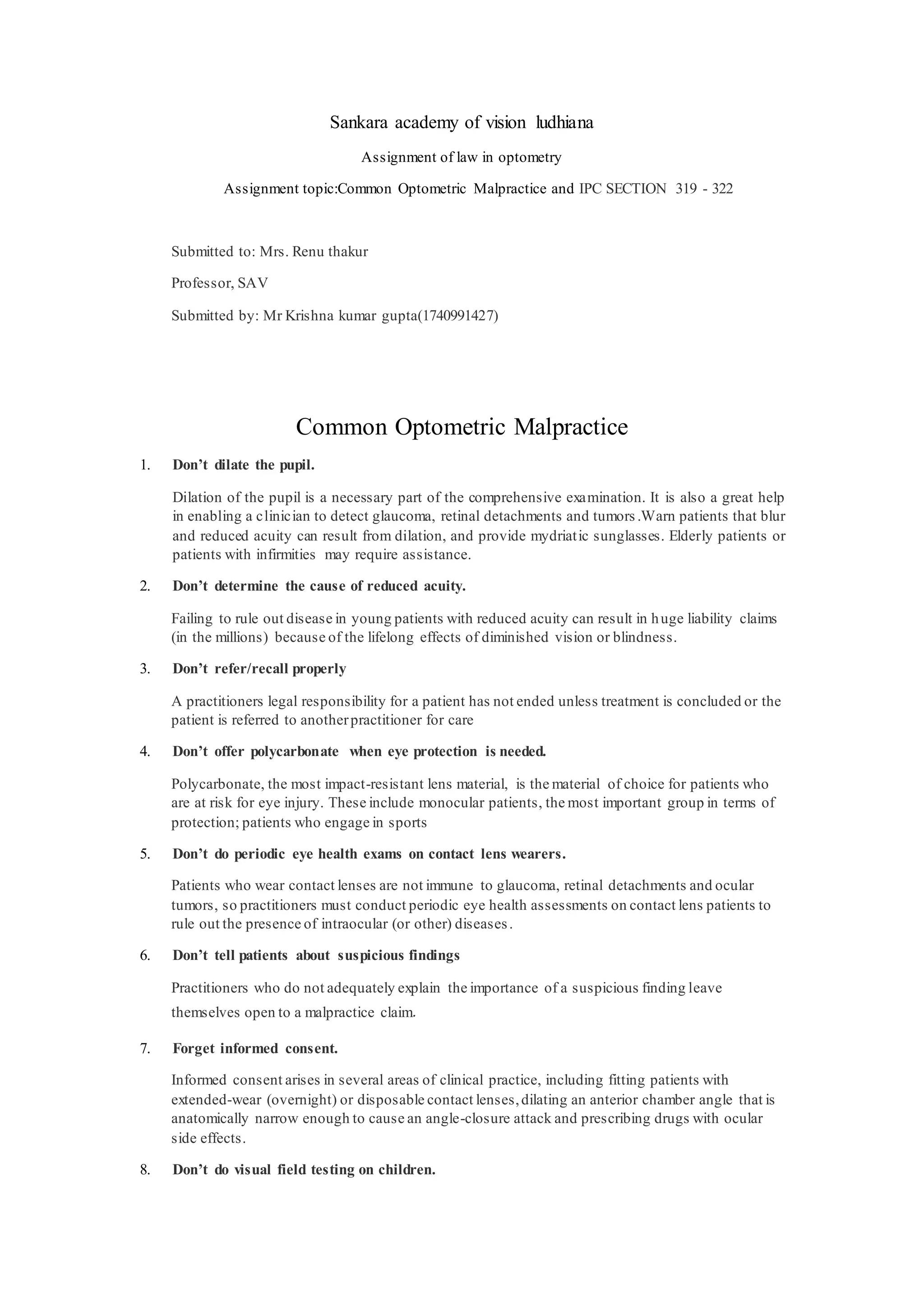 Law in optometry | DOCX