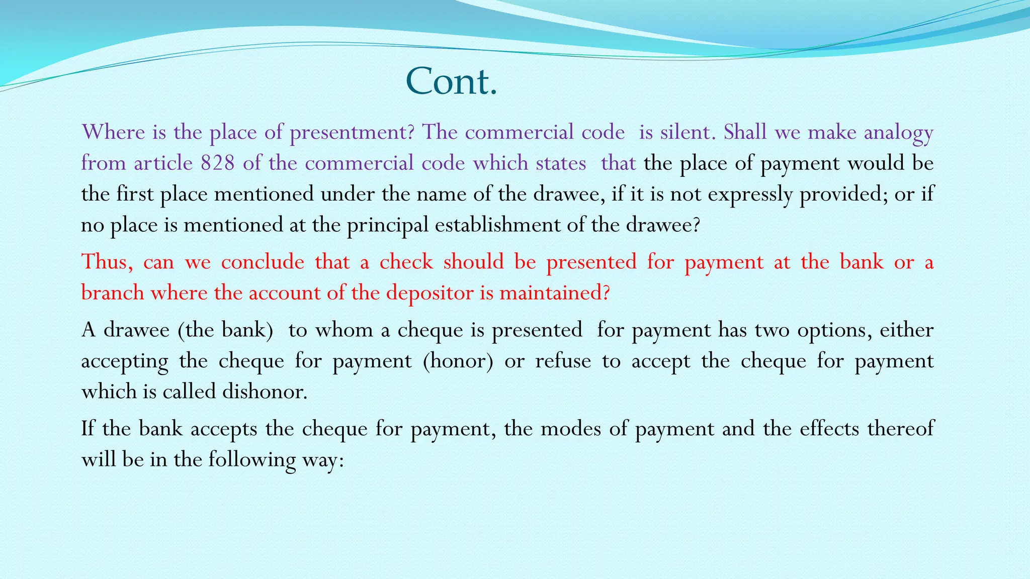 Laws in relation to cheque: Lecture Note | PDF