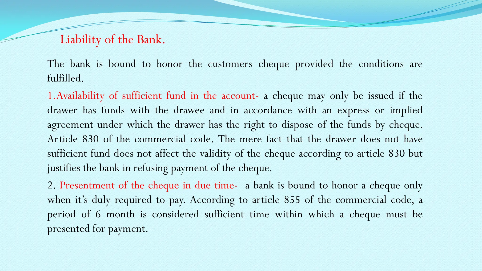 Laws in relation to cheque: Lecture Note | PDF