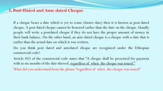 Laws in relation to cheque: Lecture Note | PDF
