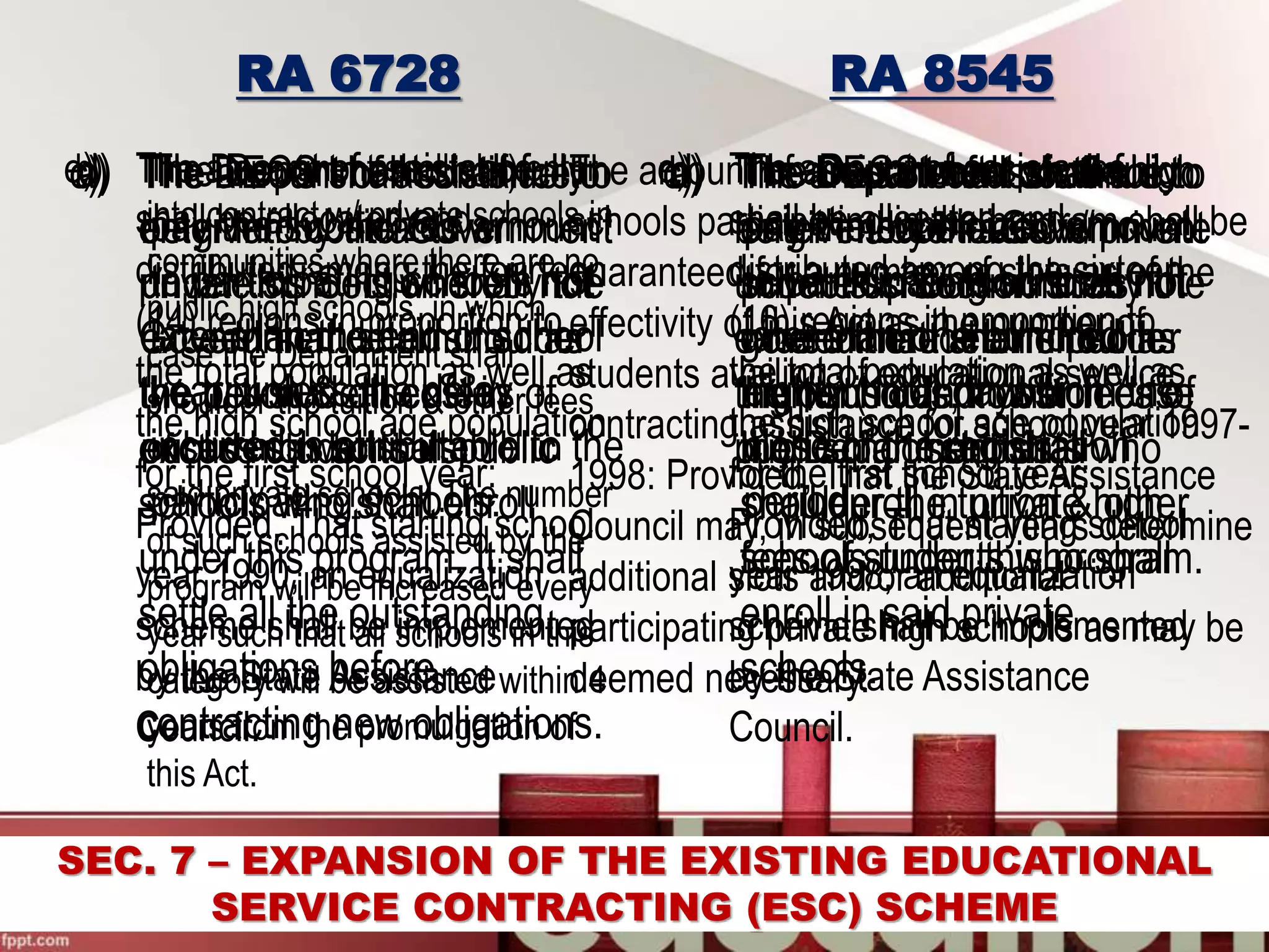 Levie M. Discaya - Comparative Analysis of R.A. 6728 and R.A.8545 | PPTX